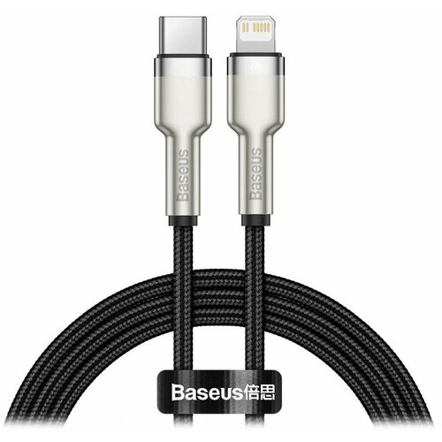 Кабель USB-C BASEUS Cafule, Type-C - Lightning, 1 м, черный