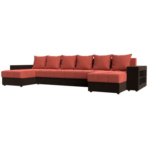 П-образный диван Дубай полки справа, Микровельвет, Модель 110601R