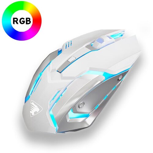 Механическая беспроводная мышь EWEADN, бесшумная, игровая, с подсветкой RGB, белый