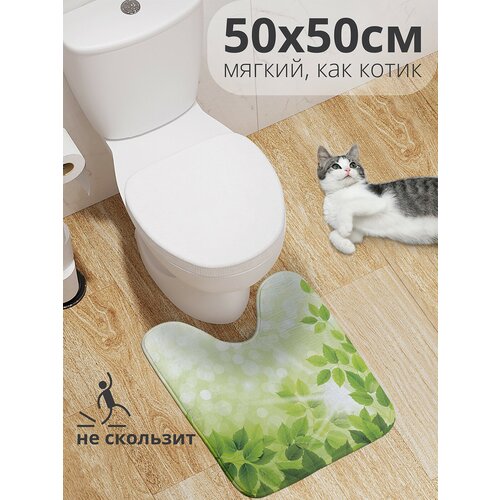 Коврик для туалета с вырезом противоскользящий JoyArty JoyArty "Летняя зелень" 50x50 см