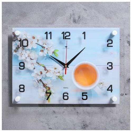 Часы-картина настенные "Чай с цветами" 25х35 см, АА, плавный ход