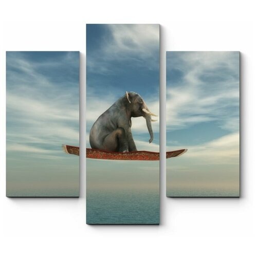 Модульная картина Слоны тоже любят летать 100x90