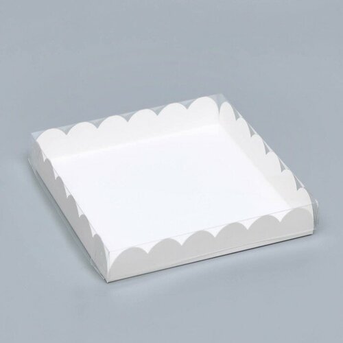 Коробочка для печенья, белая, 18 х 18 х 3 см, 5 штук