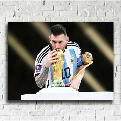 Постер Лионель Месси - Футбол чемпионат мира Катар 2022 А3, 30х40см, Плакат Lionel Messi - Аргентина чемпион мира