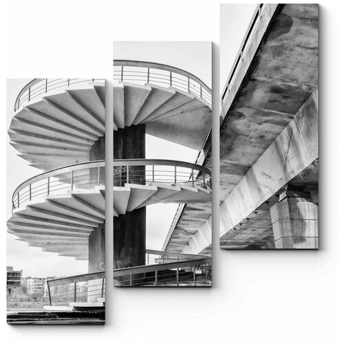 Модульная картина Спиральная лестница и мост110x117
