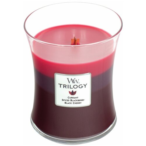 Набор свечей WoodWick Trilogy Sun Ripened Berries (Currant, Spiced Blackberry, Black Cherry) (92972), средняя, красный