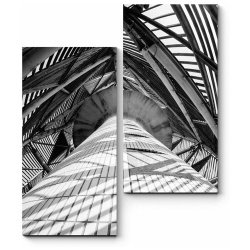 Модульная картина Винтовая черно-белая лестница80x100