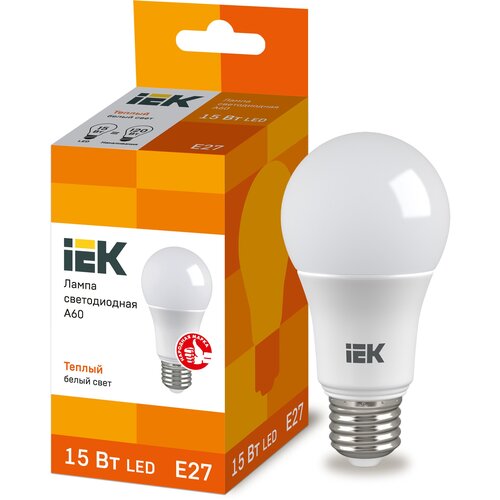 Лампочка светодиодная IEK 15 вт теплый свет (комплект 4 шт)