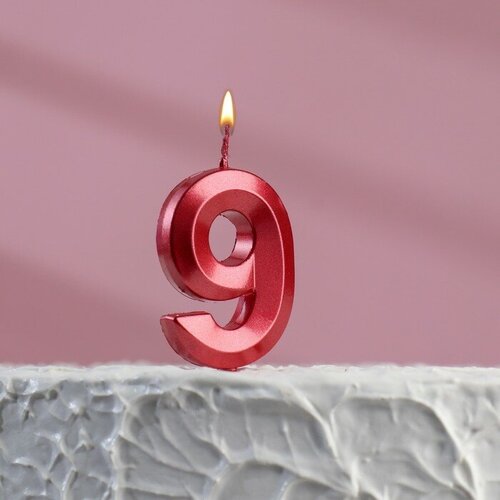 Свеча в торт на шпажке "‎Грань", цифра "9", 13 см, красная