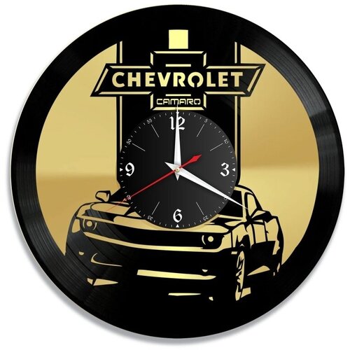 Интерьерные настенные часы из винила Chevrolet кварцевые с плавным ходом, подарок папе, другу