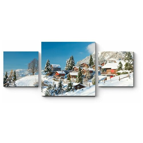 Модульная картина Зимняя Швейцария 70x30