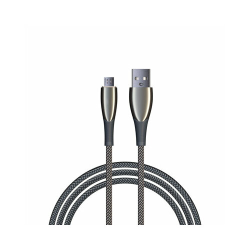 By кабель для зарядки сириус micro usb, 1м, 3а, быстрая зарядка qc3.0, штекер металл, серый