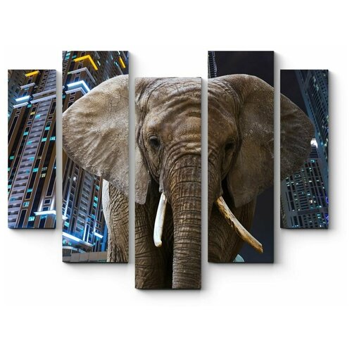 Модульная картина Слон на фоне города101x82