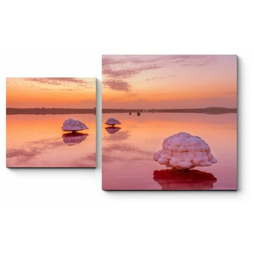 Модульная картина Розовый закат в зеркале воде 130x78