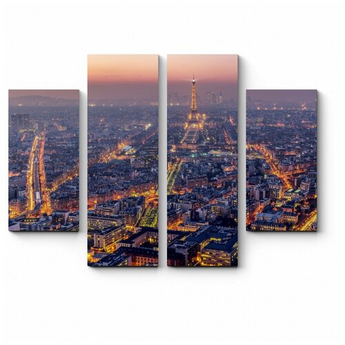 Модульная картина Сумеречный Париж 90x68