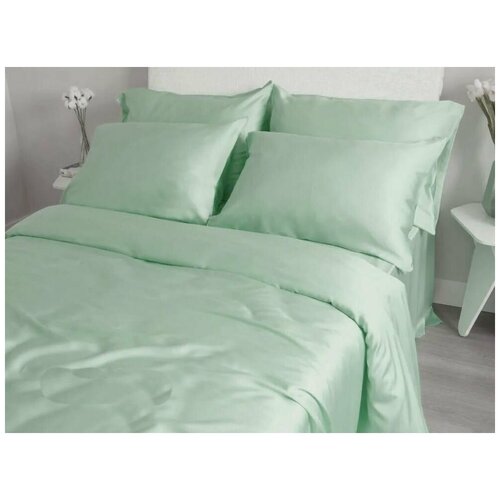 Постельное бельё Maktex тенсель 1,5 спальное 60S 4265 Серо-зеленый с наволочками 50х70