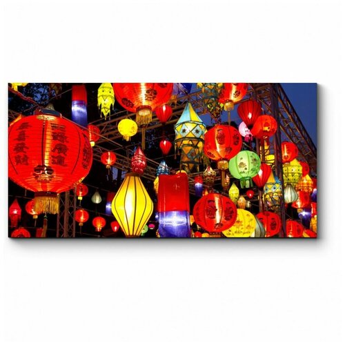 Модульная картина Волшебный свет китайских фонариков, Гонконг 70x35