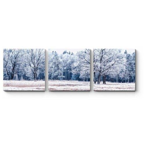 Модульная картина Зимний снежный лес80x27