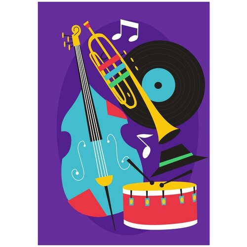 Постер / Плакат / Картина Музыка - Джазовые инструменты 50х70 см в подарочном тубусе