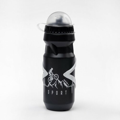Мастер К Бутылка для воды велосипедная "Мастер К.", 650 мл, с креплением, чёрная