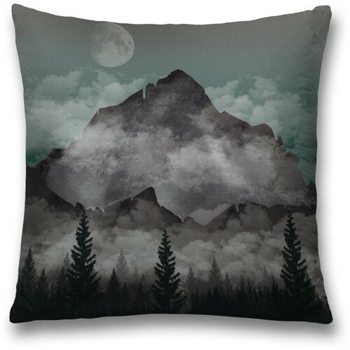 Наволочка декоративная на молнии, чехол на подушку JoyArty "Ночной пейзаж” 45х45 см