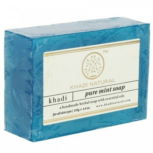 Натуральное ментоловое глицериновое мыло Кхади (Pure Mint Glycerine Soap Khadi Natural), 125 грамм