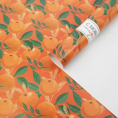 Бумага упаковочная глянцевая "Яркие мандарины", 70 х 100 см