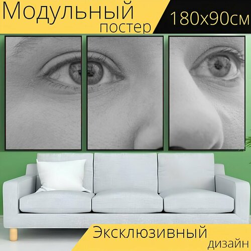 Модульный постер "Глаза, нос, лицо" 180 x 90 см. для интерьера