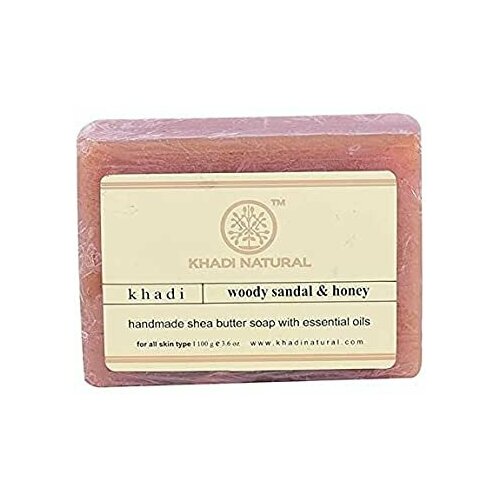 WOODY SANDAL & HONEY Handmade Shea Butter Soap With Essential Oils, Khadi Natural (сандал И МЁД Мыло ручной работы с маслом ши и эфирными маслами, Кхади), 100 г.