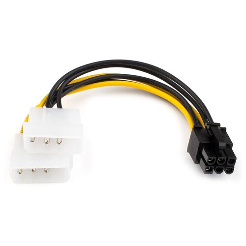 Разветвитель Atcom PCI-E 6-pin - 2 x 2-pin molex (AT6185), 0.15 м, черный/желтый
