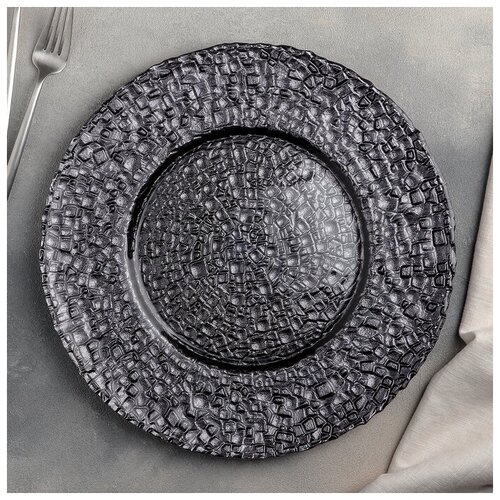 Тарелка стеклянная подстановочная Magistro «Кринкл», d=33 см, цвет серый