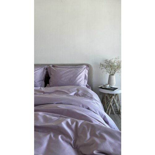 Комплект постельного белья 2-спальный из премиального сатина плотность 500TC Lilac, пододеяльник 200x200, простыня на резинке 160х200х30, наволочки 50x70