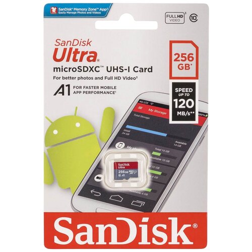 Карта памяти MicroSD SanDisk Ultra 256GB UHS-I (SDSQUA4-256G-GN6MN)
