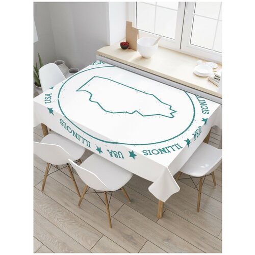 Скатерть прямоугольная JoyArty на кухонный стол "Штат Иллинойс" из оксфорда, 120x145 см