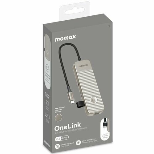 Многофункциональный концентратор USB-C Momax OneLink 8-в-1 - (титановый)