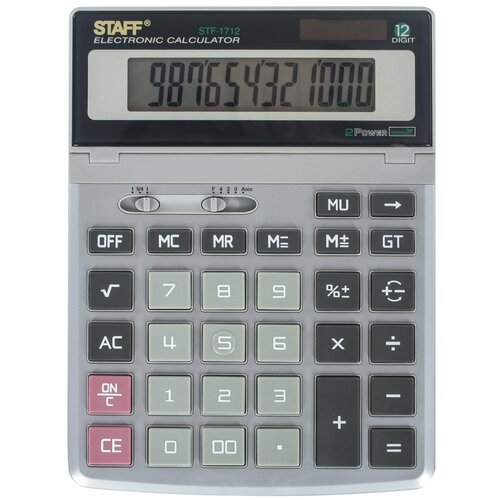 Калькулятор бухгалтерский STAFF STF-1712, металлик