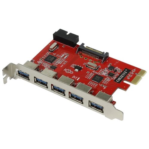 Контроллер USB3.0 Orient VA-3U5219PE PCI-Express на 5 USB Af внешних + 2 Af внутрених