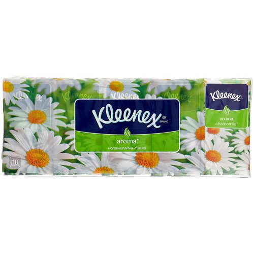 Платочки Kleenex Aroma Ромашка, 10 листов, 10 пачек, зеленый