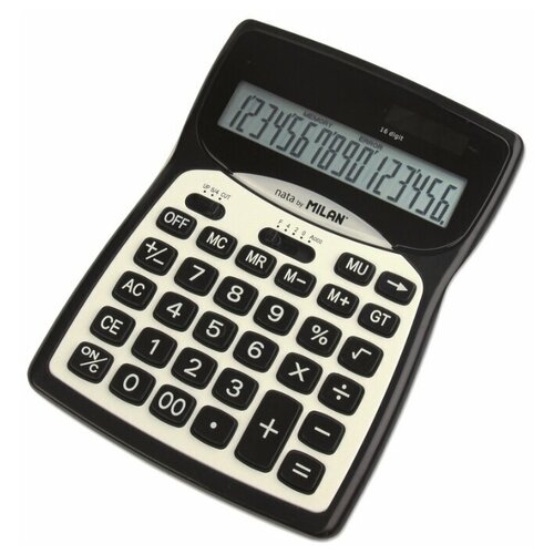 Калькулятор бухгалтерский MILAN 152016BL, черный/белый