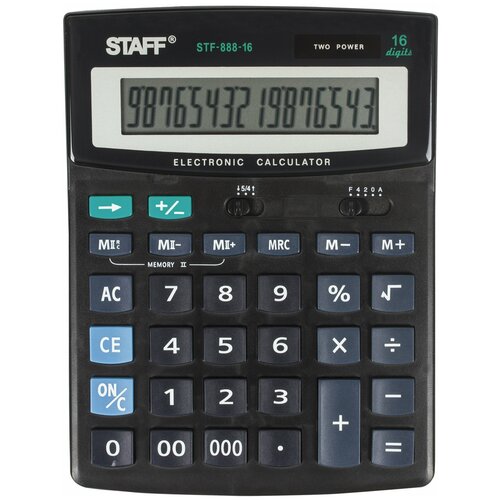 Калькулятор бухгалтерский STAFF STF-888-16, черный