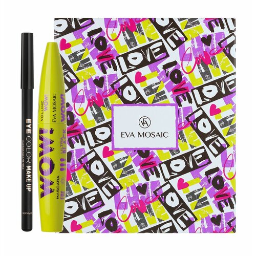 EVA MOSAIC Набор 2023 (Тушь для ресниц WOW 10 мл Черная + Карандаш для глаз Eye Color Make Up 1,1 г Черный)