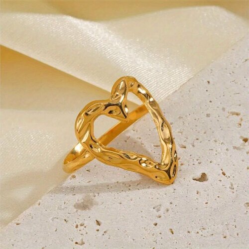 Кольцо Кольцо винтажное Сердце, размер 17, золотой
