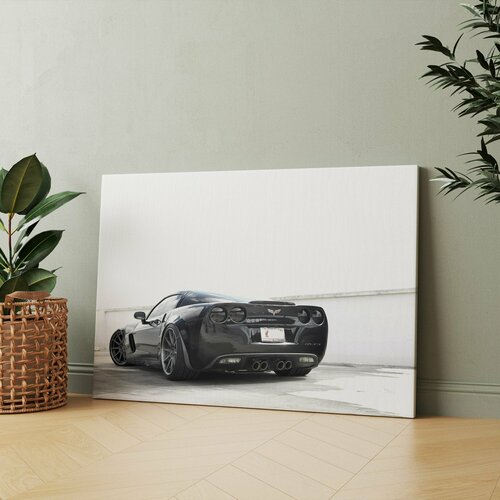 Картина на холсте (chevrolet corvette корвет z 06 черный adv1 c6 zr1 black) 30x40 см/для интерьера/в комнату/на стену/в подарок