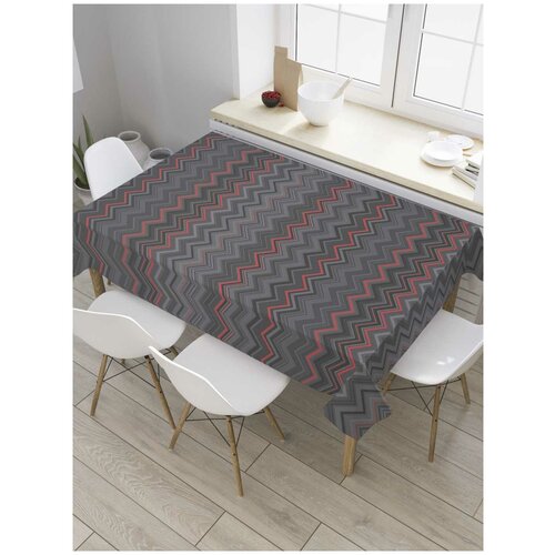 Скатерть прямоугольная JoyArty на кухонный стол "Бордовые волны" из оксфорда, 120x145 см
