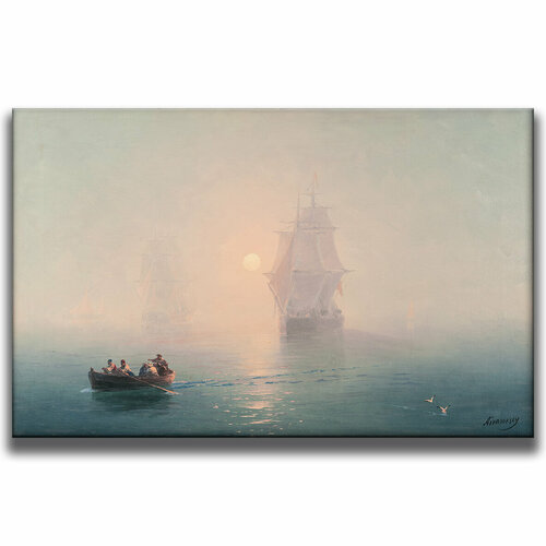Картина для интерьера на холсте Ивана Айвазовского «Корабль» 40х63, холст натянут на подрамник