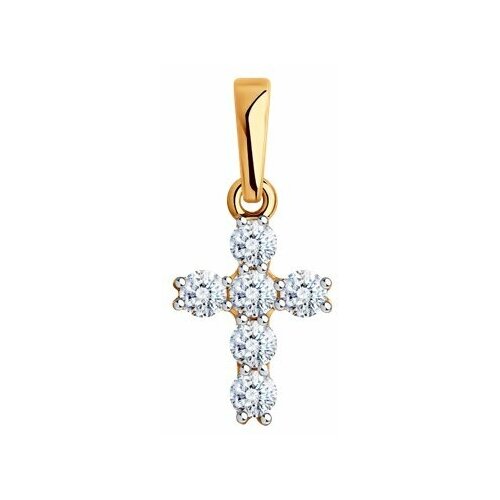 Подвеска Diamant online, золото, 585 проба, фианит, размер 1.8 см.