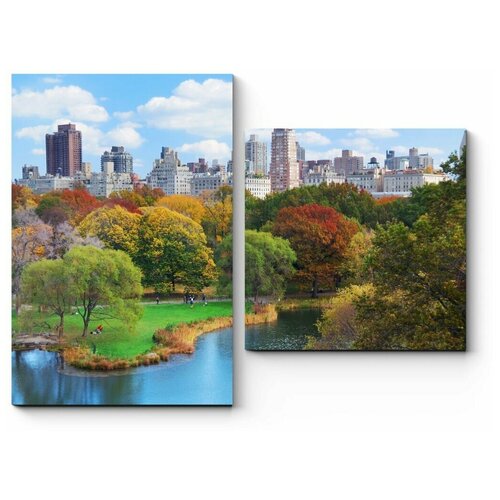 Модульная картина Осеннее озеро в Центральном Парке, Нью-Йорк 170x128