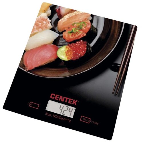 Весы кухонные CENTEK CT-2462 (Суши) электронные, стеклянные, LCD, 190х200 мм, max 5кг, шаг 1г