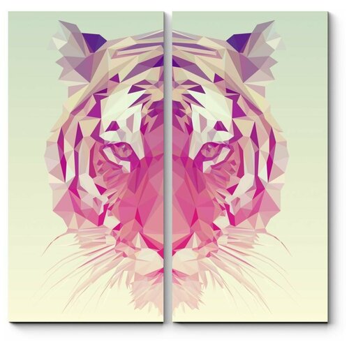 Модульная картина Многогранный тигр 90x90