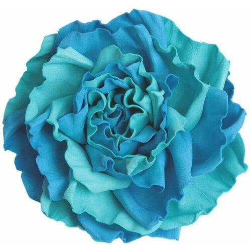 Заколка-брошь для волос/одежды/сумки большой цветок роза бирюзово-синяя двухцветная 1842м